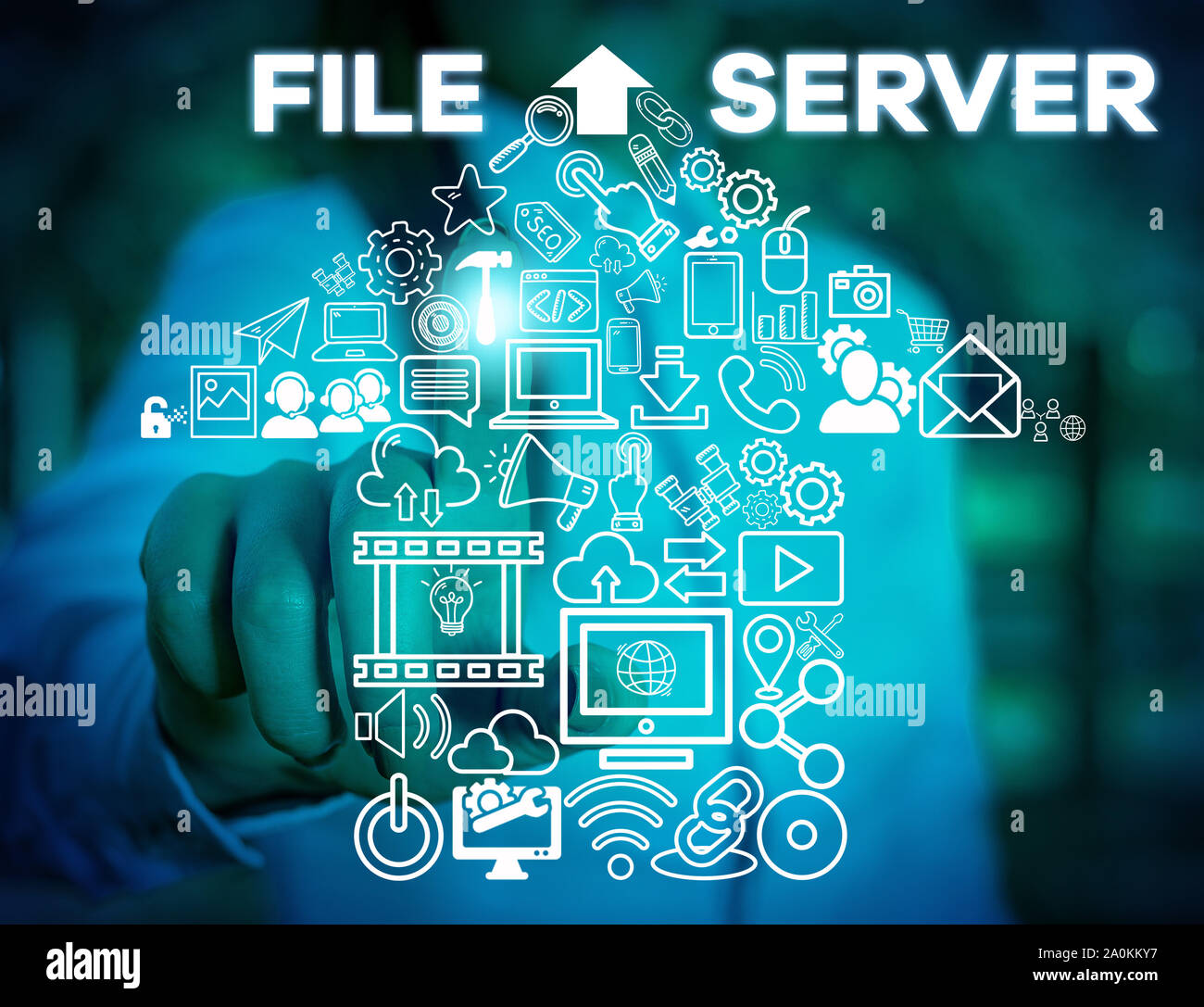 Writing Note Showing File Server Business Concept For Device Which Controls Access To
