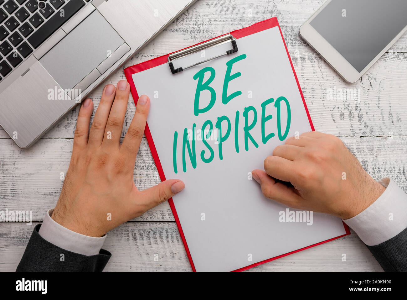 Conceptual hand writing showing Be Inspired. Concept meaning ...