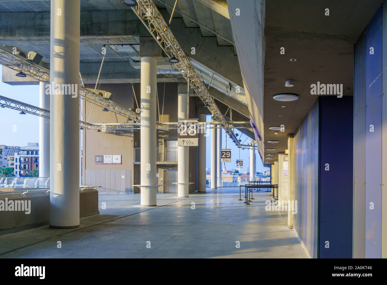 Tel-Aviv, Israel - September 19, 2019: Crowd service area the renovated ...