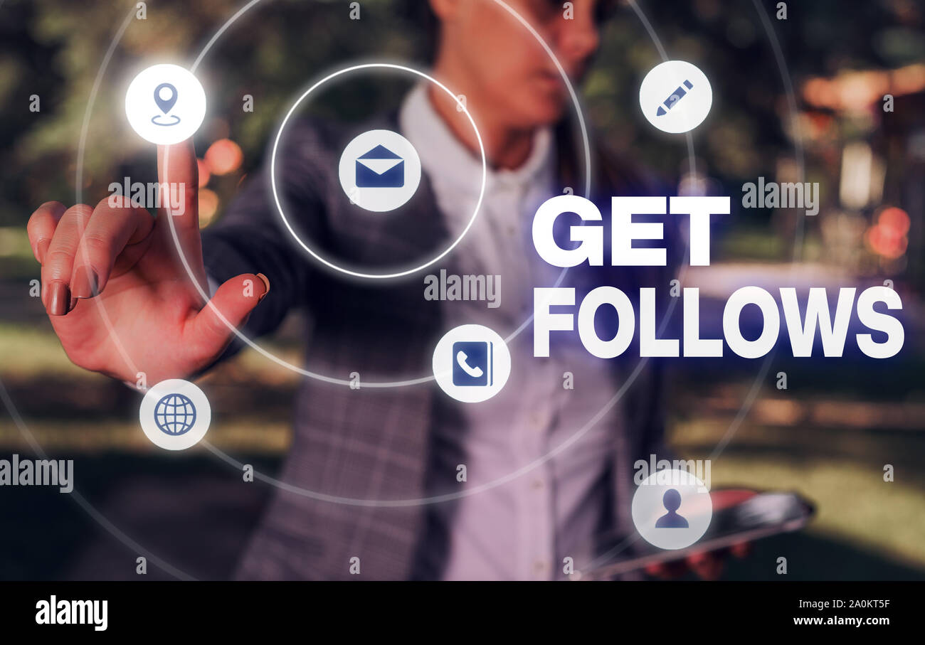Conceptual hand writing showing Get Follows. Concept meaning ...