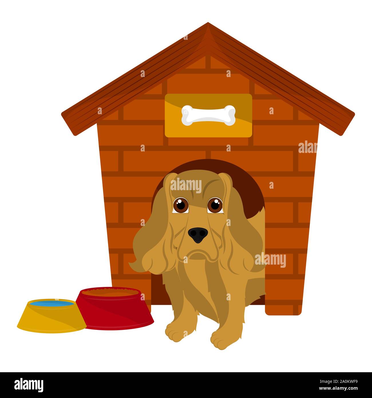 Dog house with a cocker spaniel cartoon - Vector Stock Vector Image ...
