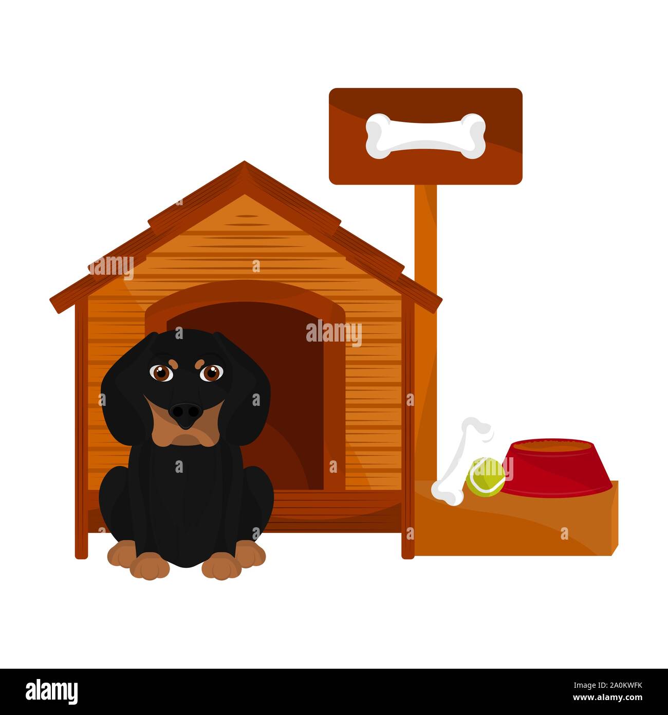 Dog house with a dachshunds cartoon- Vector Stock Vector Image & Art ...