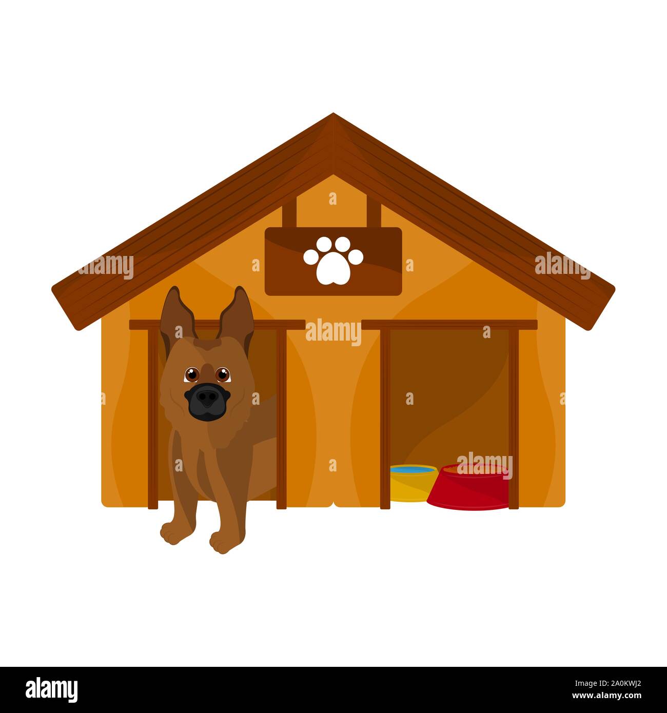 Dog house with a cute dog cartoon - Vector Stock Vector Image & Art - Alamy