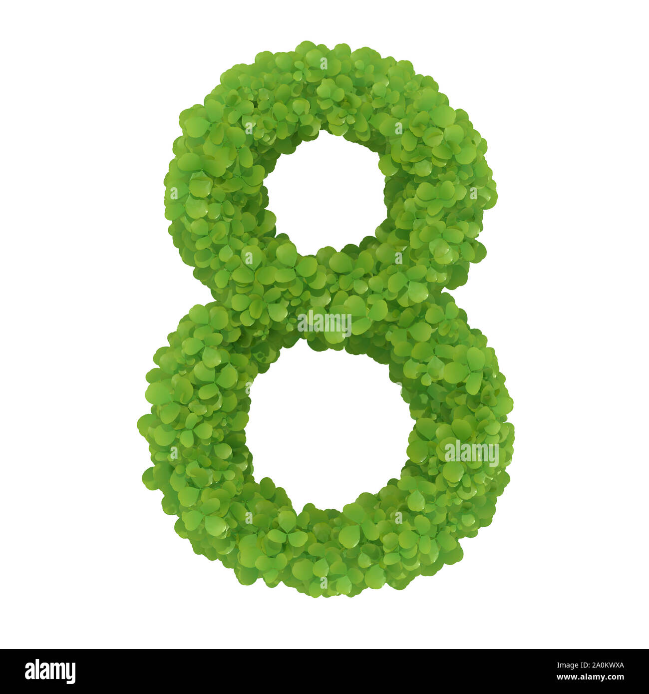 Number 8, alphabet of green leaves- 3D illustration Stock Photo - Alamy