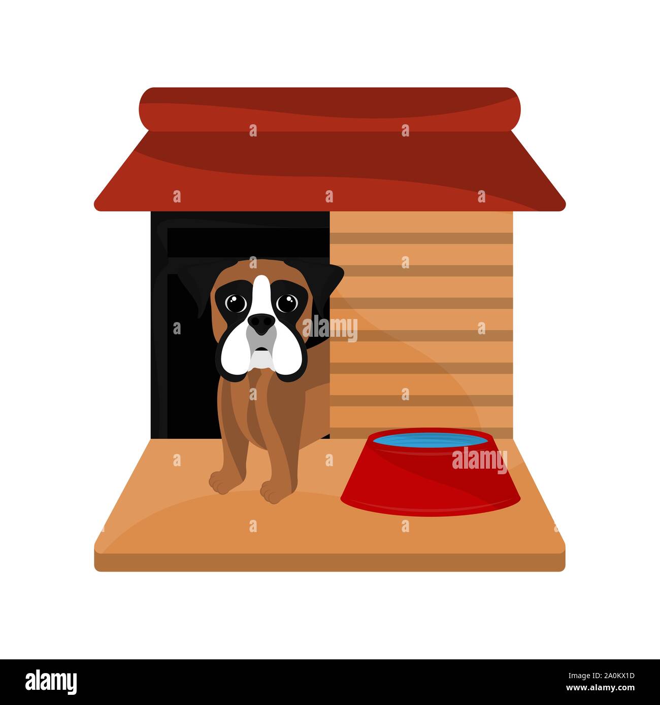 Dog house with a cute boxer cartoon - Vector Stock Vector Image & Art ...
