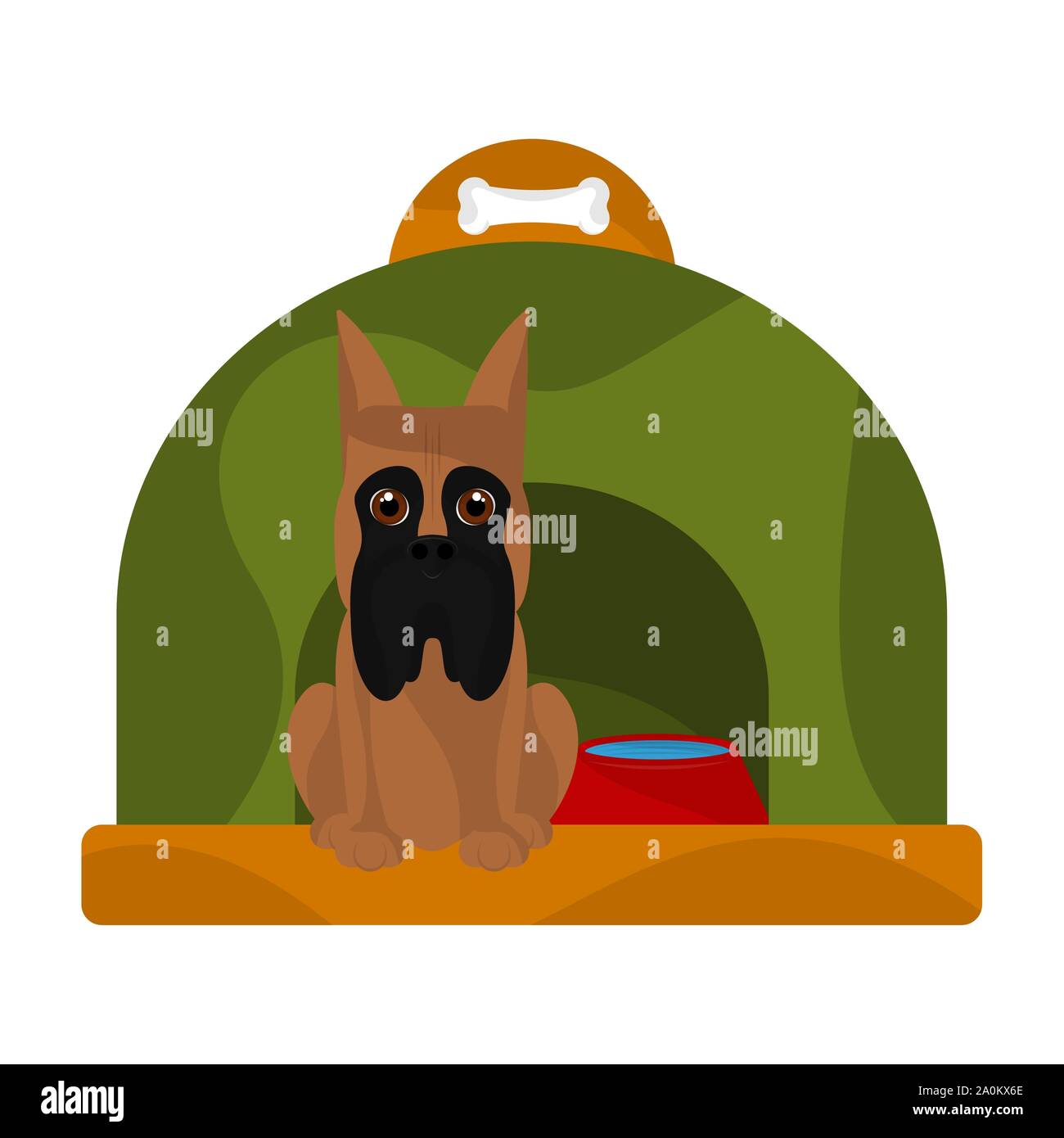 Dog house with a cute great dane cartoon - Vector Stock Vector Image ...