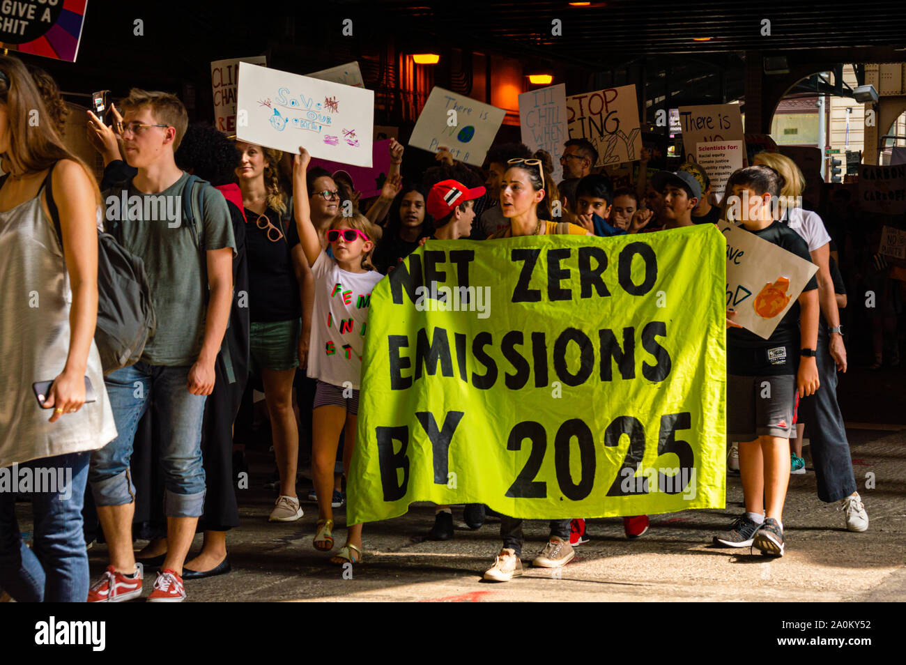 Chicago, USA-September 20, 2019: Global Climate Strike. Thousands of ...