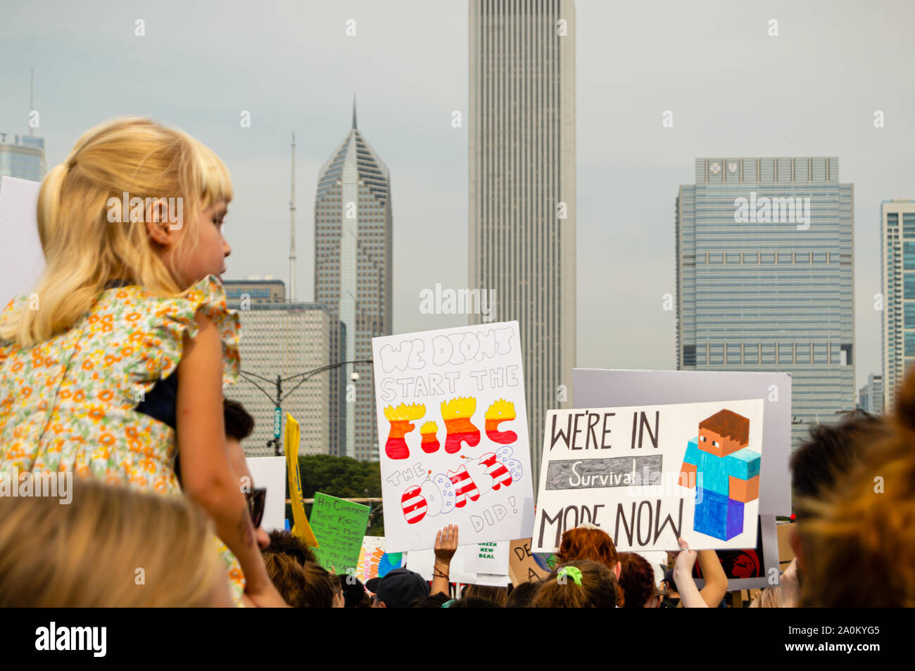 Chicago, USA-September 20, 2019: Global Climate Strike. Thousands of ...