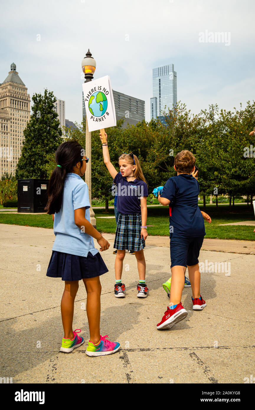 Chicago, USA-September 20, 2019: Global Climate Strike. Thousands of ...