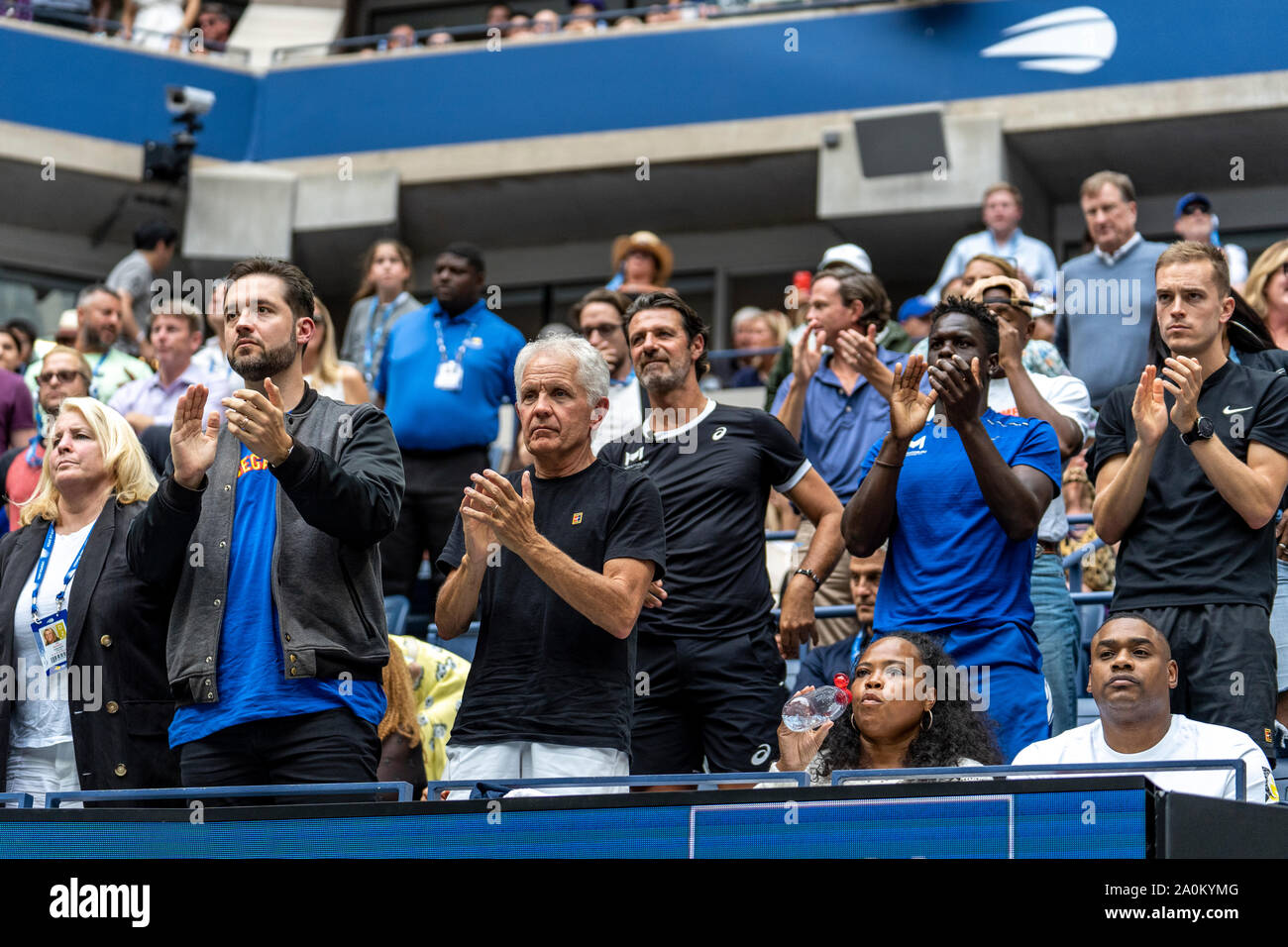 Serena Williams of USA's team cheering her while she is competing in ...