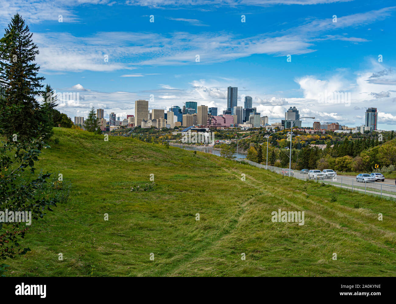 Modern Urban skyline - Panoramic view of downtown Edmonton, Alberta ...