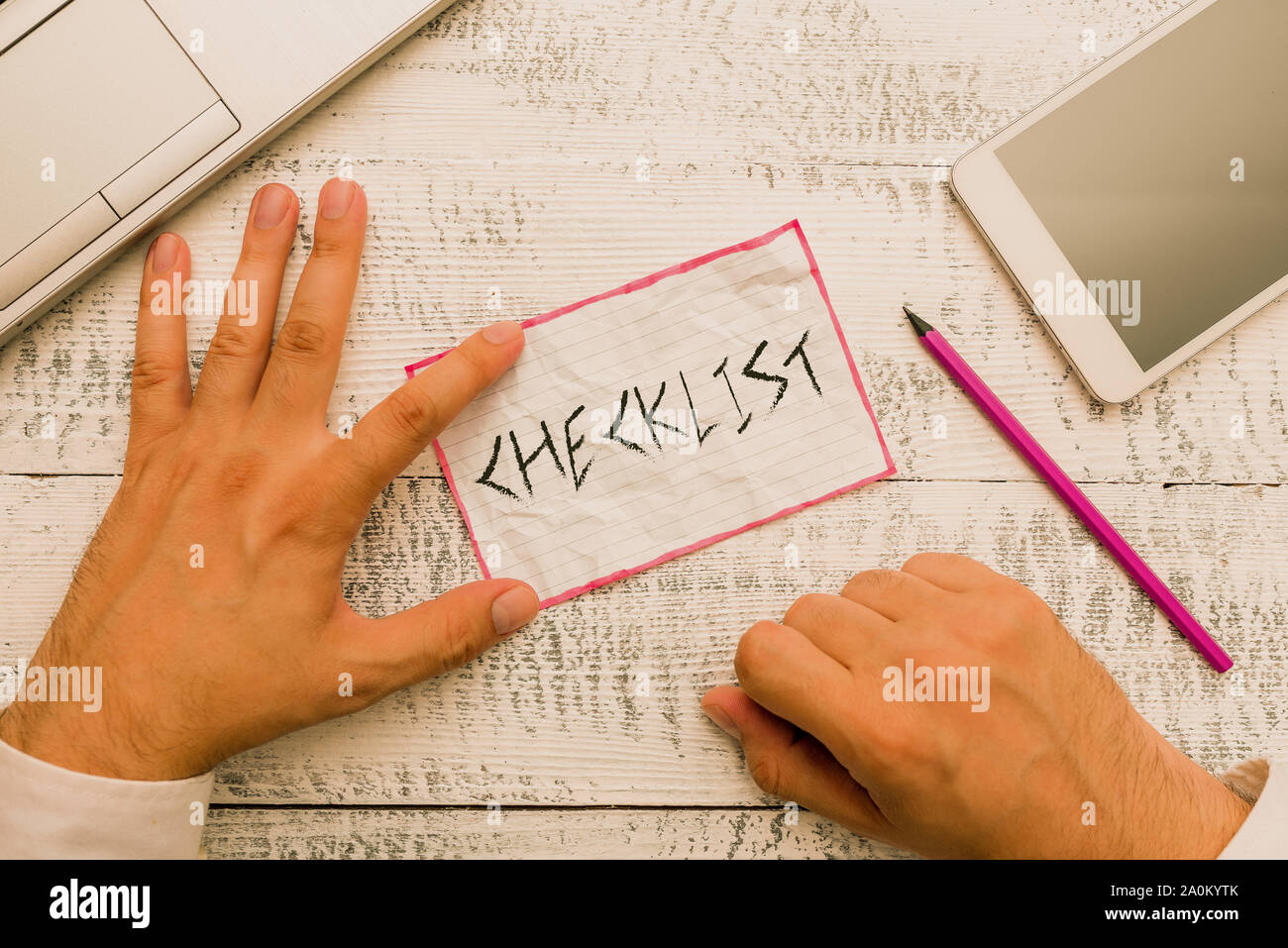 Writing note showing Checklist. Business concept for List down of the ...