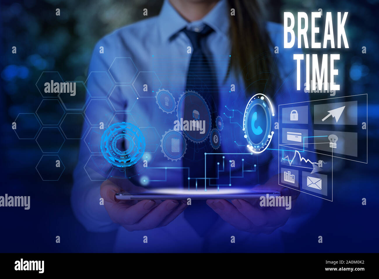 Writing note showing Break Time. Business concept for Period of rest or ...