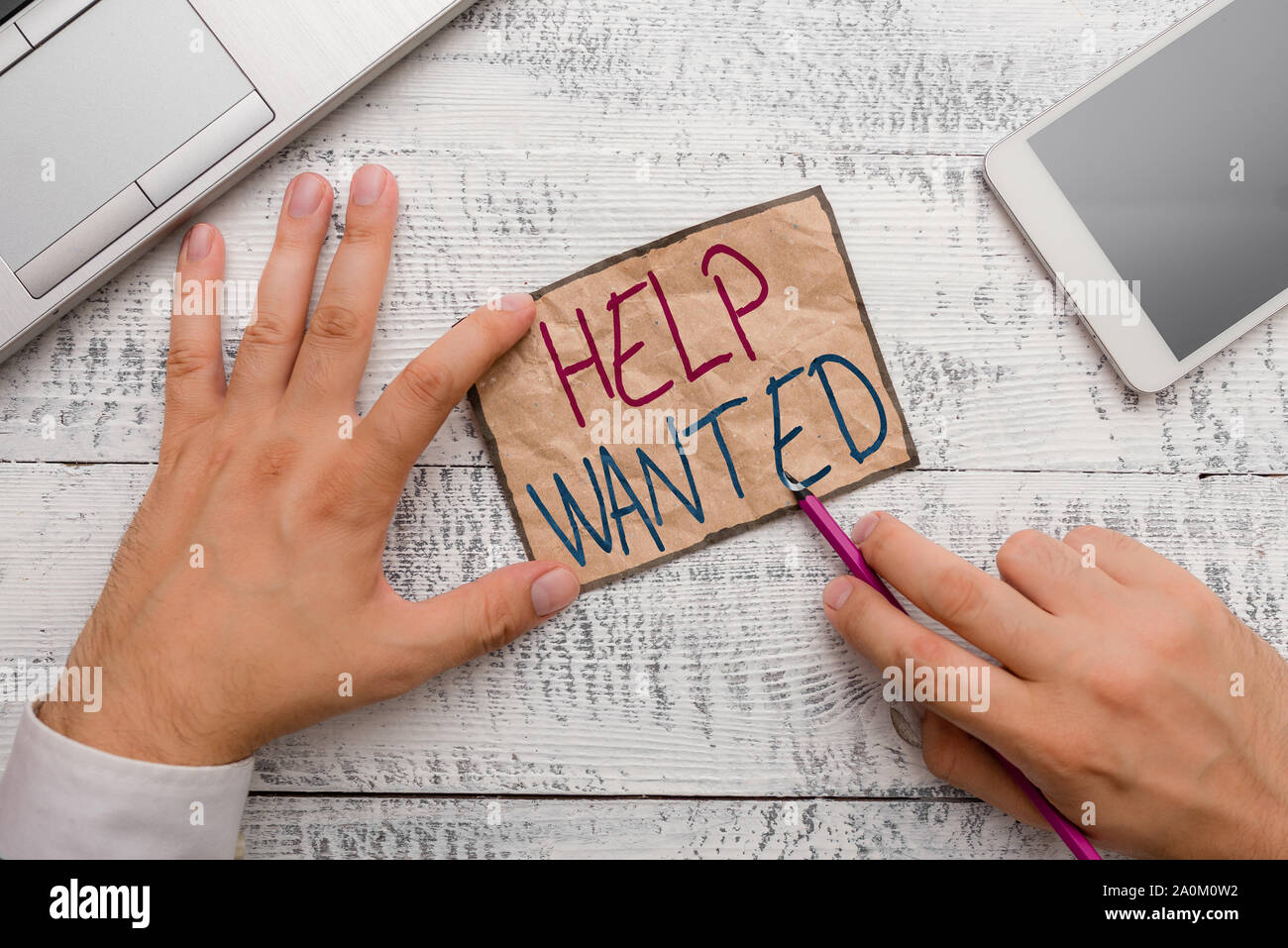Text sign showing Help Wanted. Business photo showcasing advertisement ...