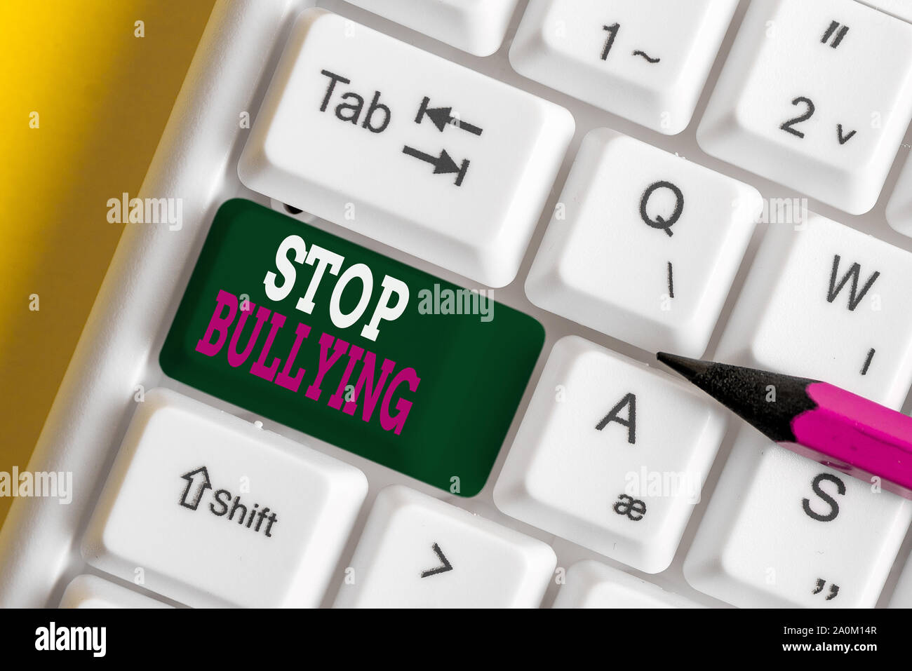 Writing note showing Stop Bullying. Business concept for Fight and ...