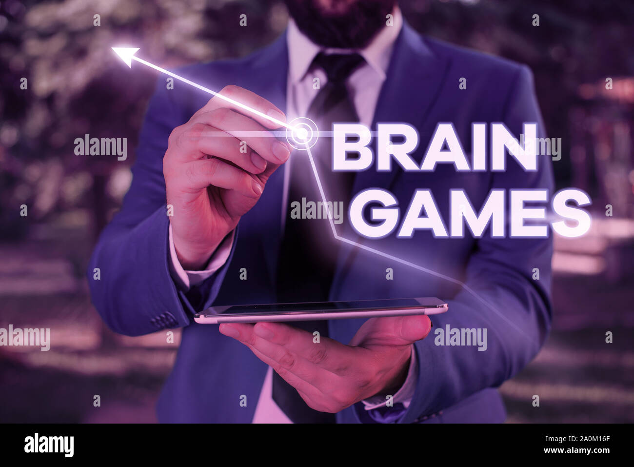 Writing note showing Brain Games. Business concept for psychological ...