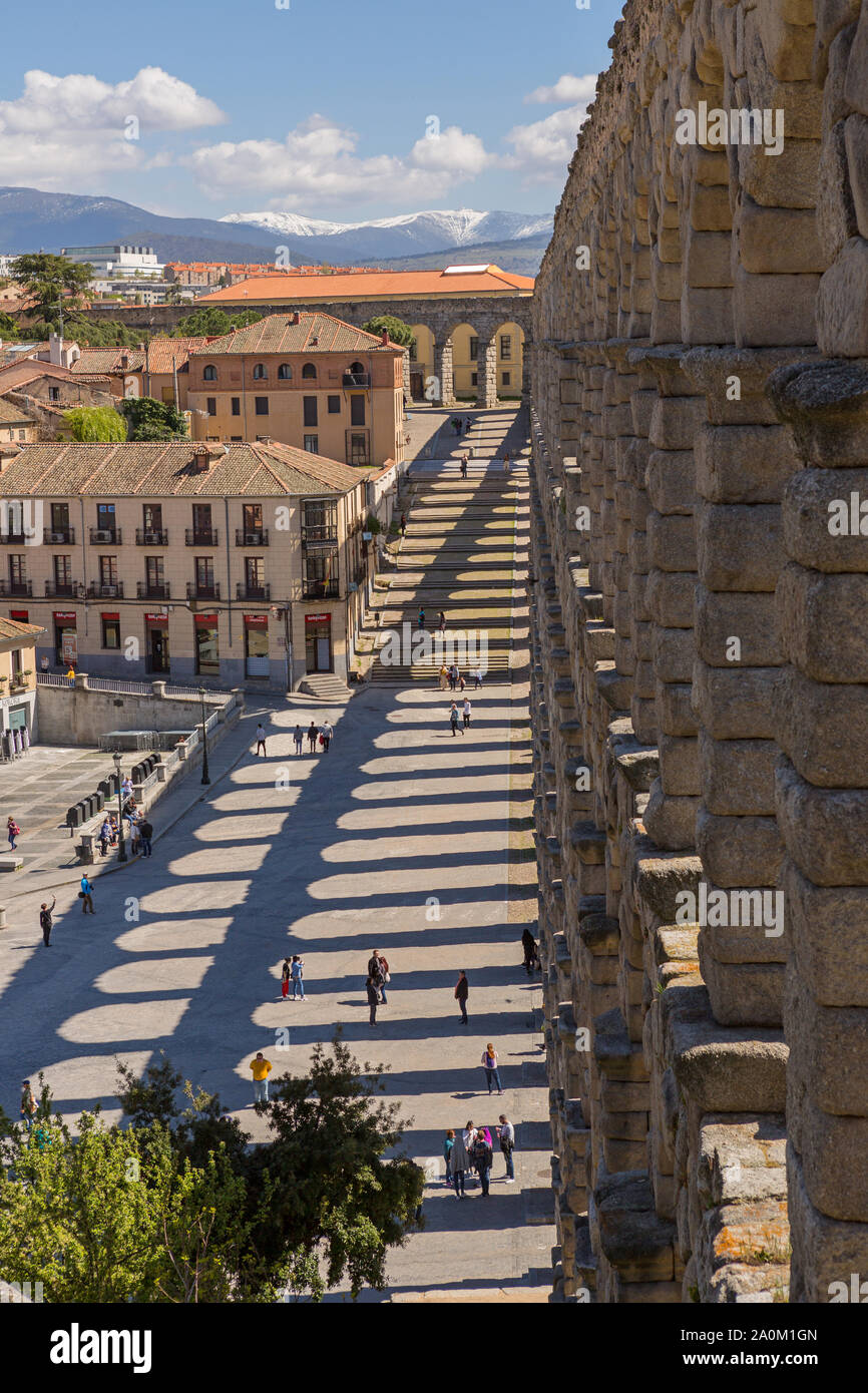 SEGOVIA, SPAIN - April 27, 2019: Landscape of Roman Aqueduct, the ...