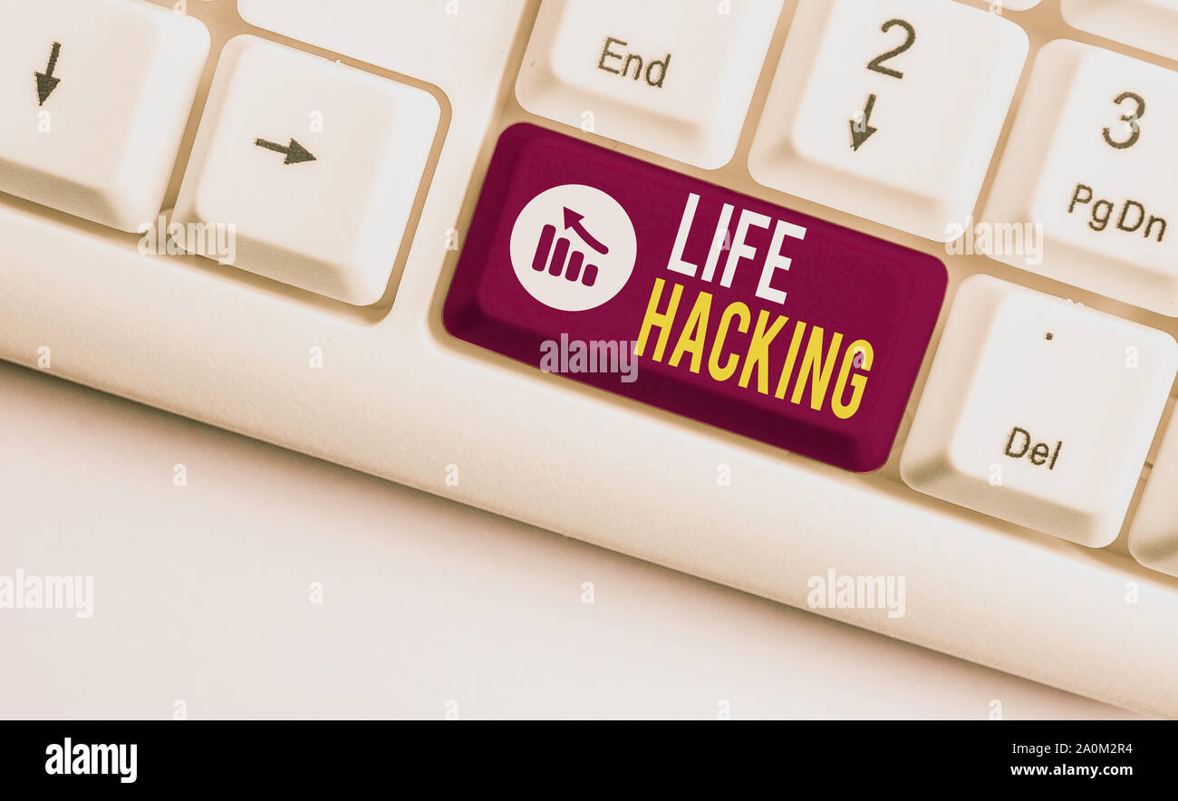 Writing note showing Life Hacking. Business concept for Simple and ...