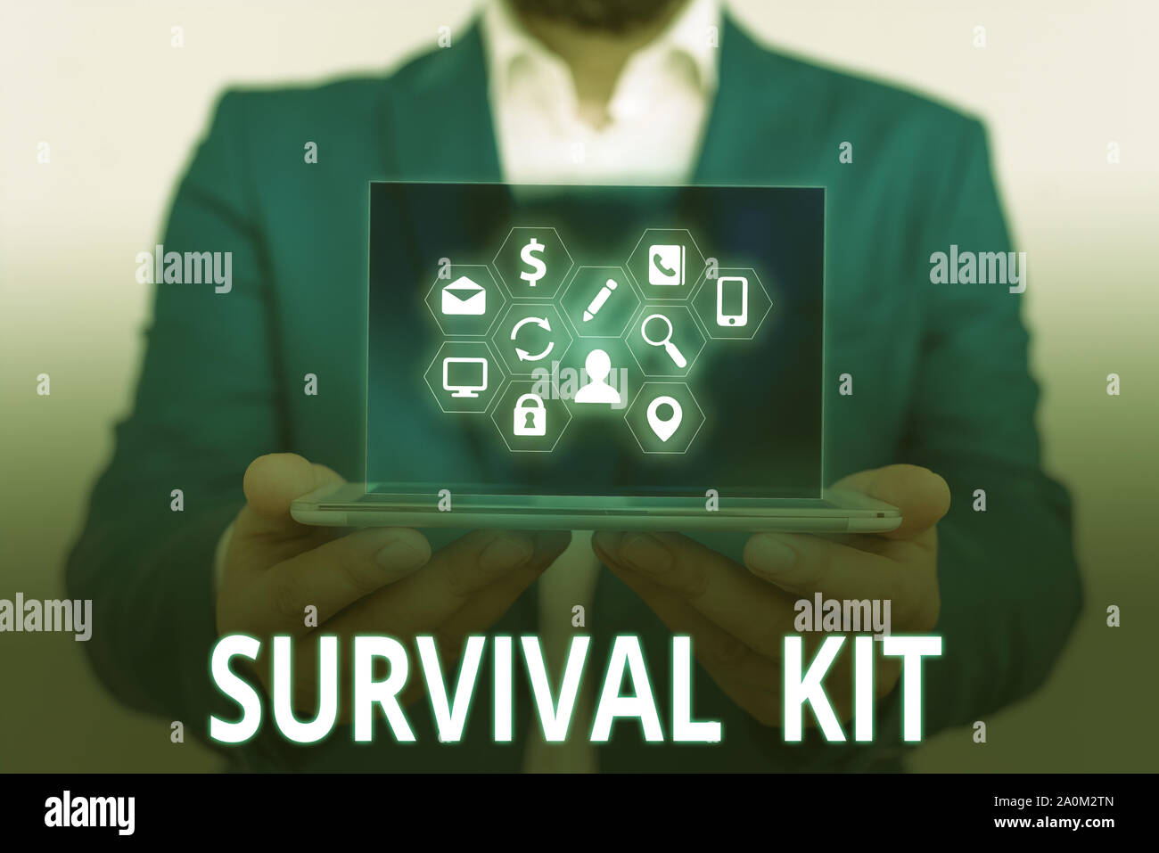 Conceptual hand writing showing Survival Kit. Concept meaning Emergency ...
