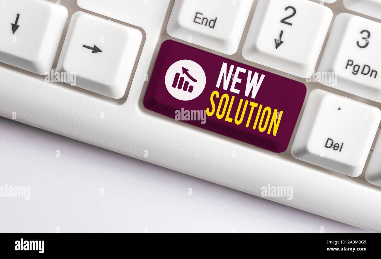 Writing note showing New Solution. Business concept for Modern ...