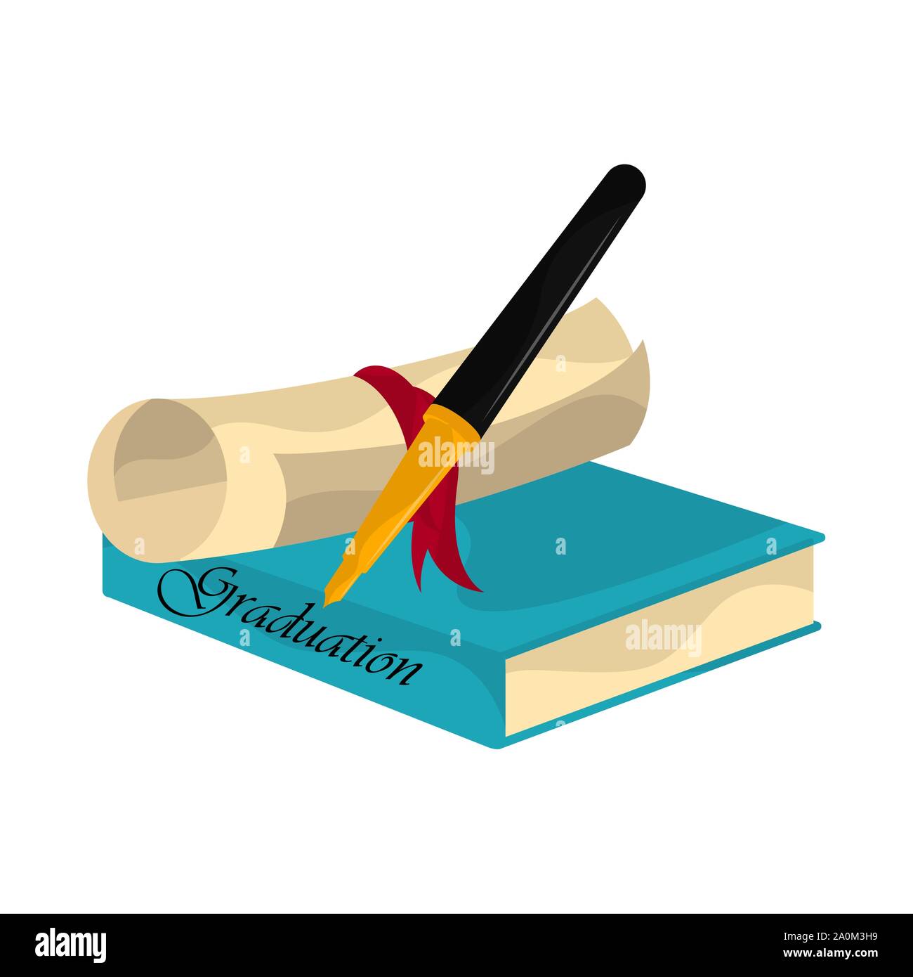 Diploma, book and pen. Graduation concept - Vector Stock Vector Image ...