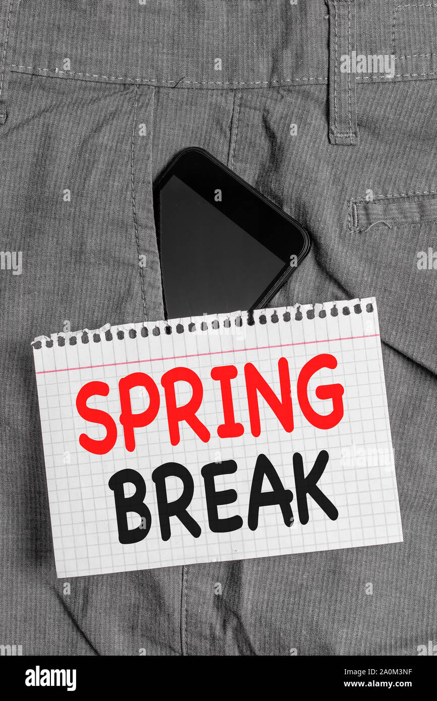 Handwriting text Spring Break. Conceptual photo Vacation period at ...