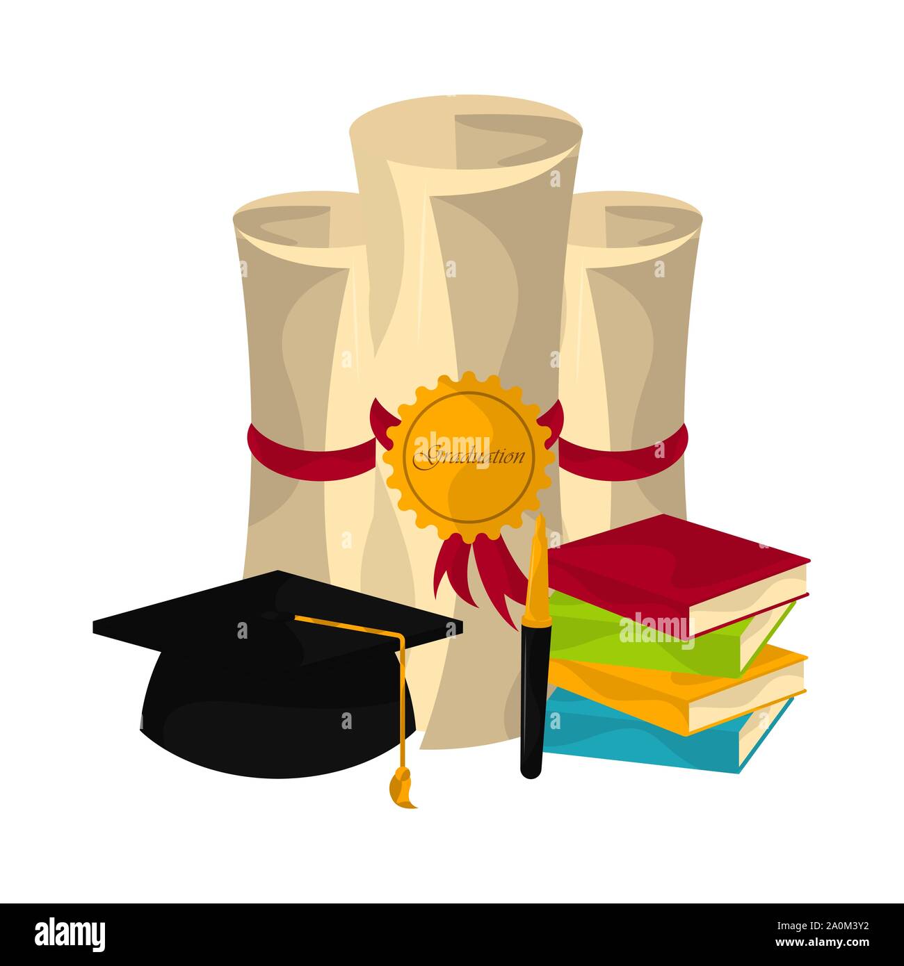 Graduation certificates with cap and booksGraduation concept - Vector ...