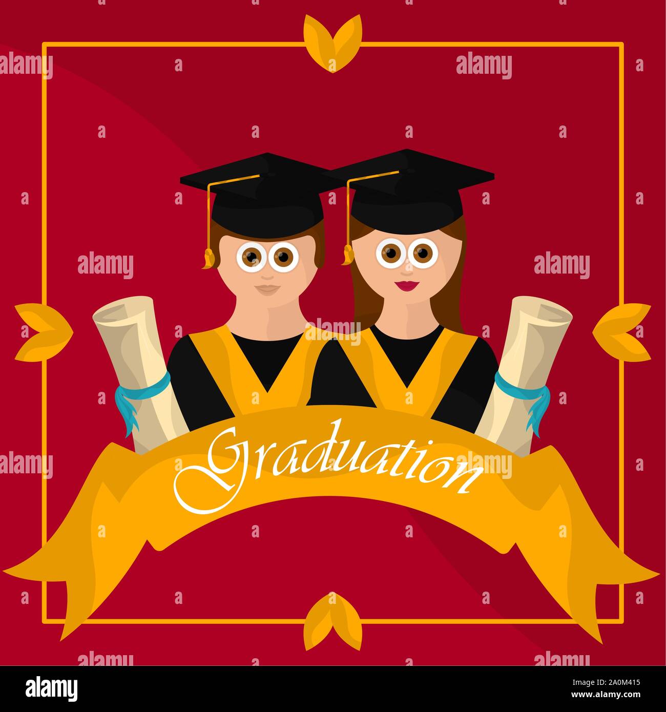 Graduation poster with a young couple graduate- Vector Stock Vector ...