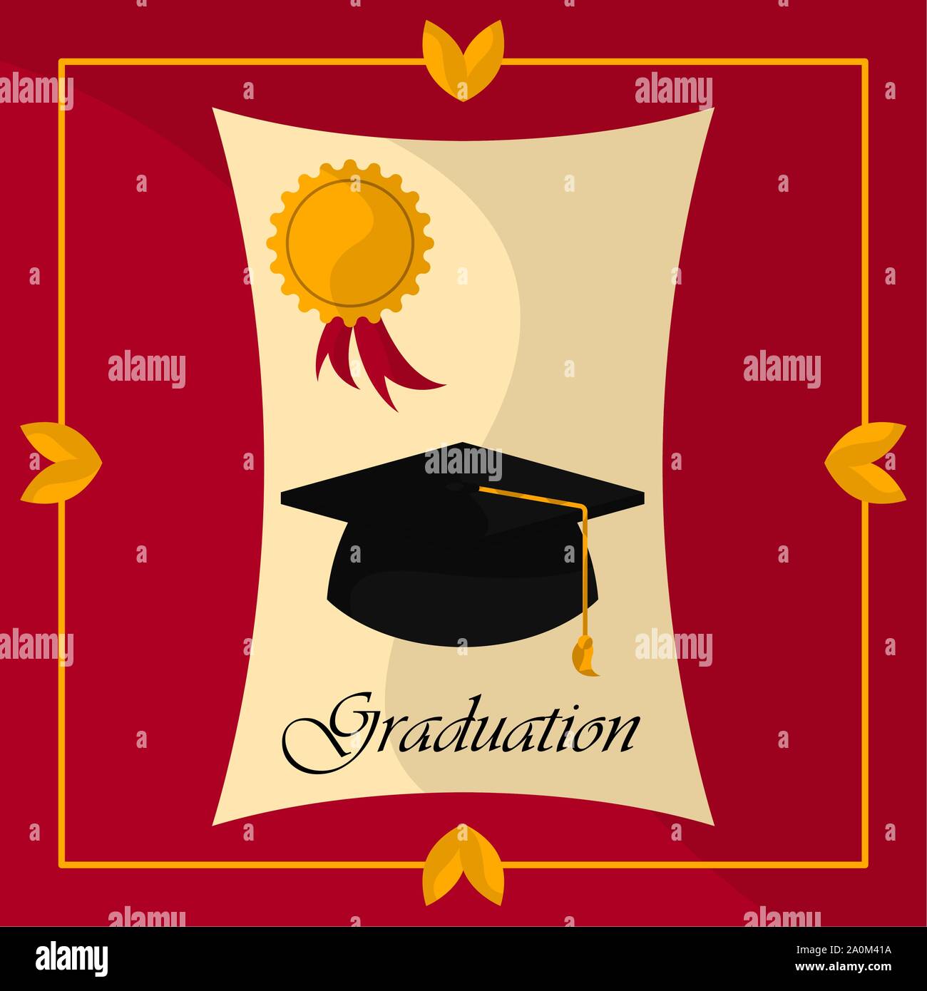 Graduation poster with a graduation cetficate and cap - Vector Stock ...