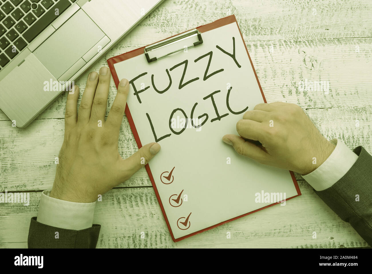 Handwriting text writing Fuzzy Logic. Conceptual photo checks for ...