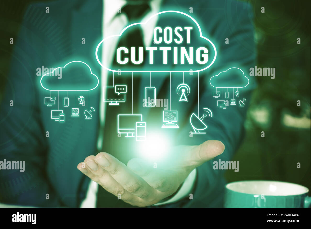 Writing note showing Cost Cutting. Business concept for Measures ...