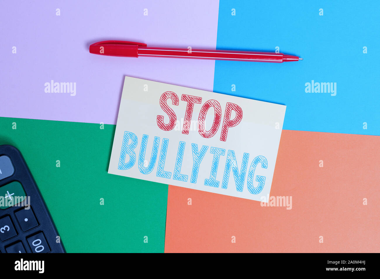 Writing note showing Stop Bullying. Business concept for Fight and ...