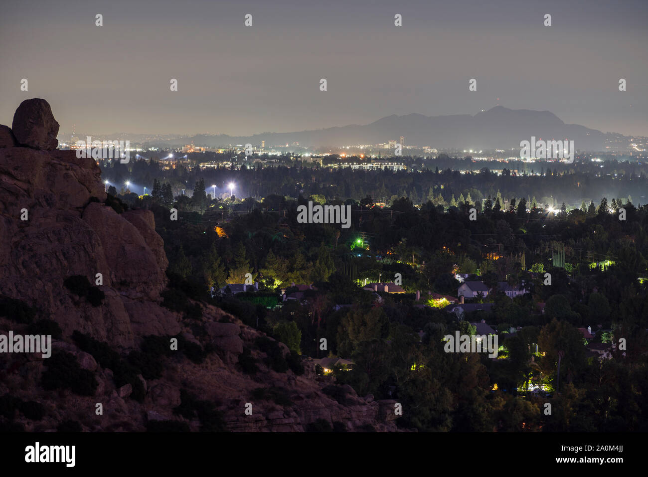 Night view of the San Fernando Valley and Stoney Point Park and in Los ...