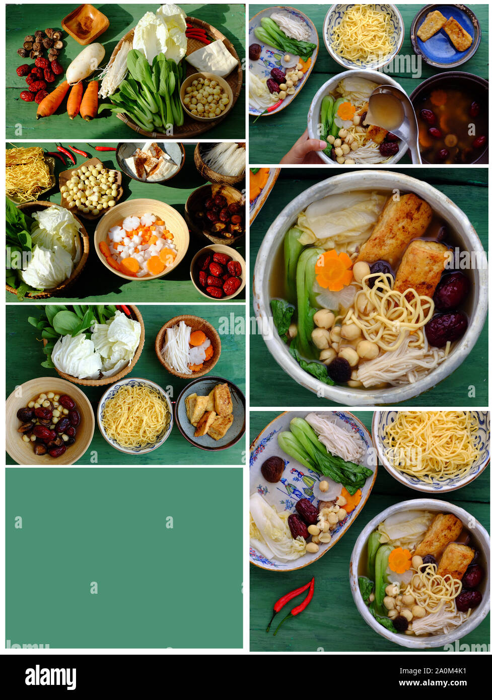 Prepare food ingredient and cooking process for homemade vegan noodles ...
