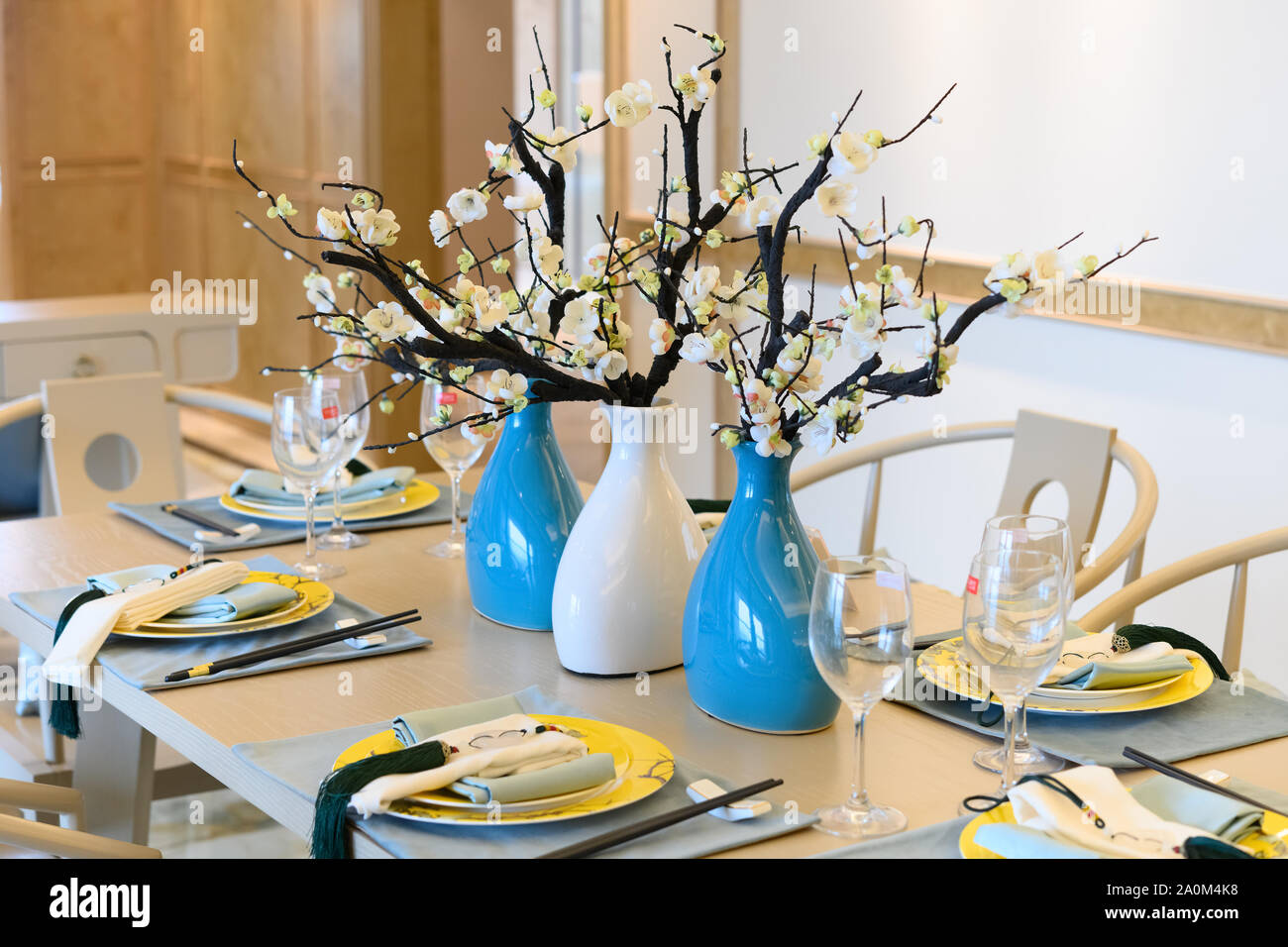 beautiful table setting in a house Stock Photo - Alamy