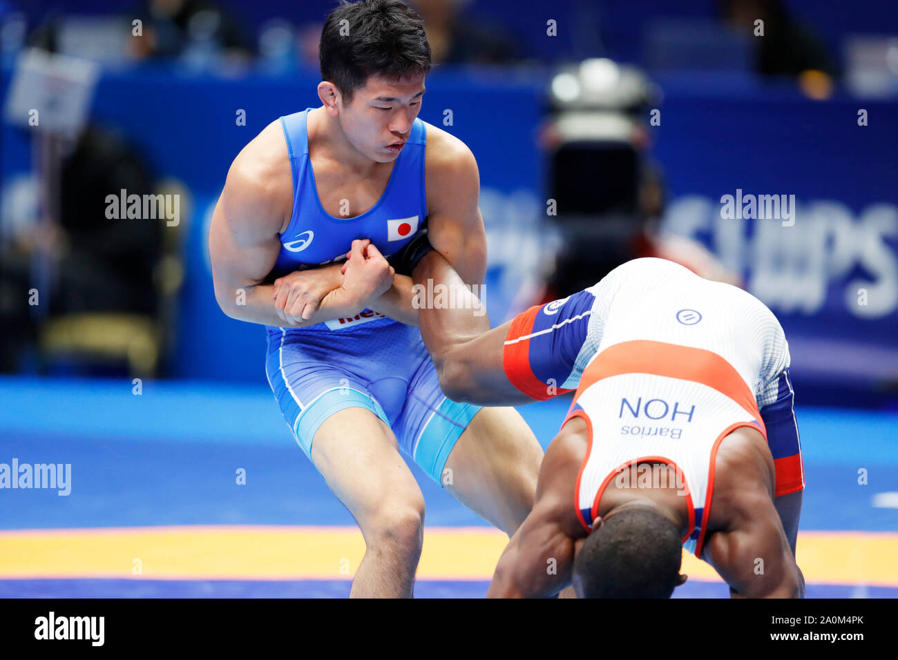 Nursultan, Kazakhstan. 20th Sep, 2019. (L to R) ? Kojiro Shiga (JPN), Luis Isabel Barrios Rochez ...