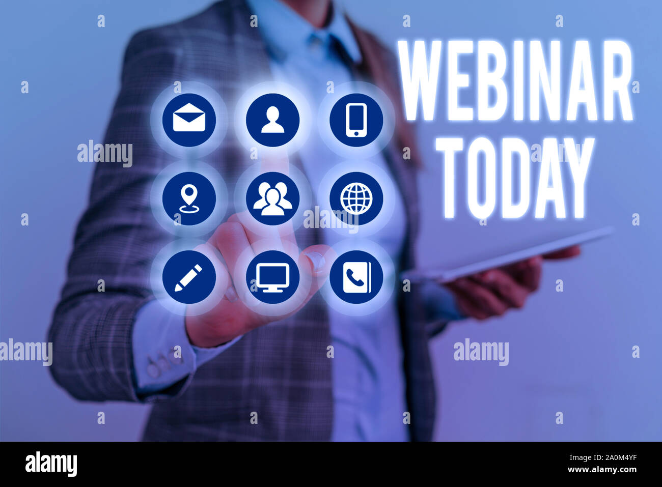 Writing note showing Webinar Today. Business concept for live online ...