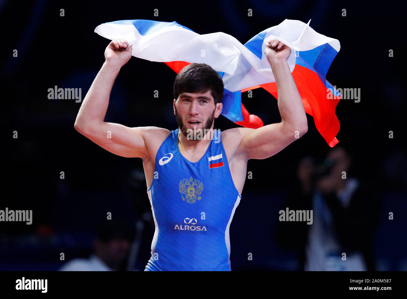 Nursultan, Kazakhstan. 20th Sep, 2019. Zavur Uguev (RUS) Wrestling ...