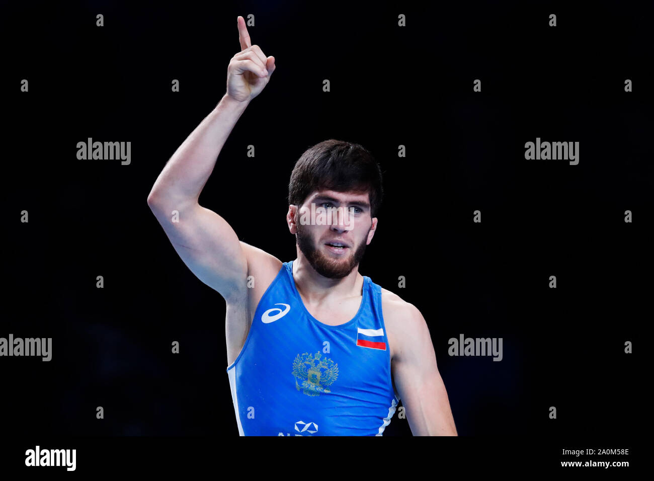 Nursultan, Kazakhstan. 20th Sep, 2019. Zavur Uguev (RUS) Wrestling ...