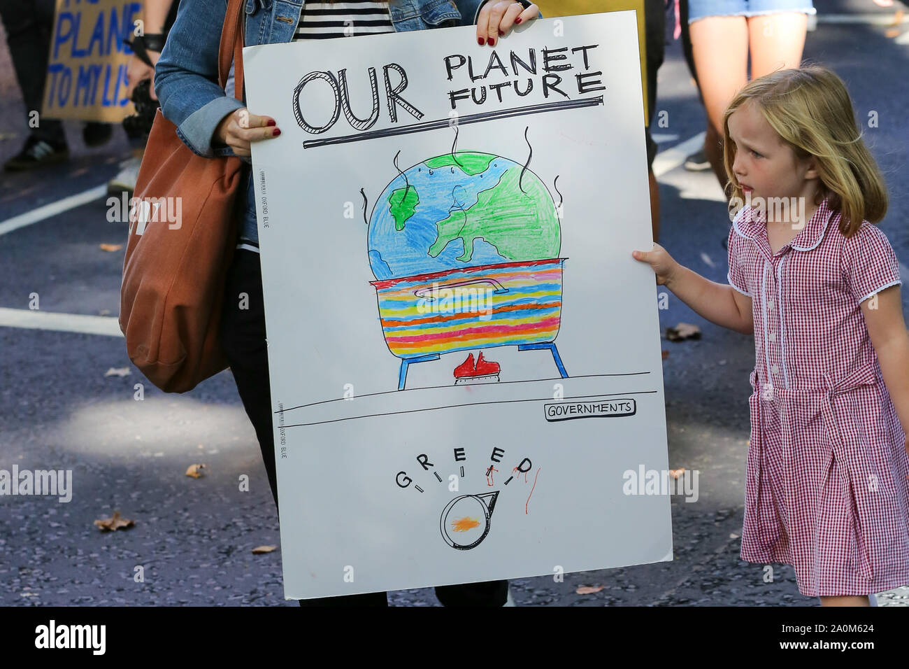 London, UK. 20th Sep, 2019. A climate change placard during the ...