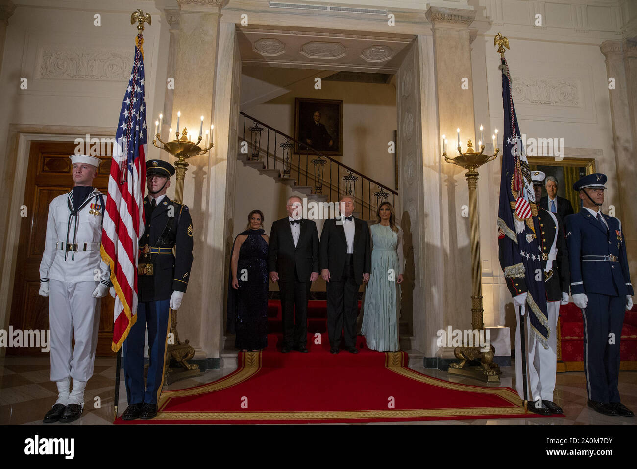 U.S. President Donald Trump and First Lady Melania Trump welcome ...