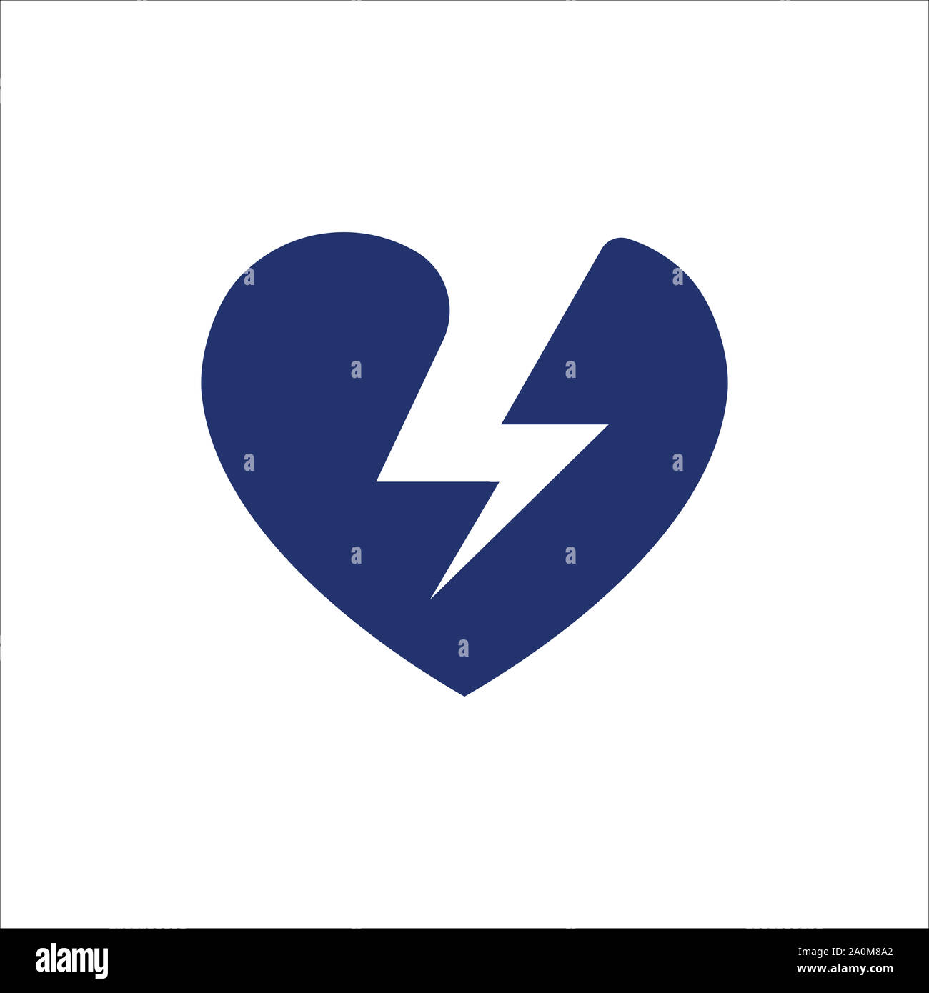 Blue heart with a white lightning bolt symbolizing energy or a shock ...