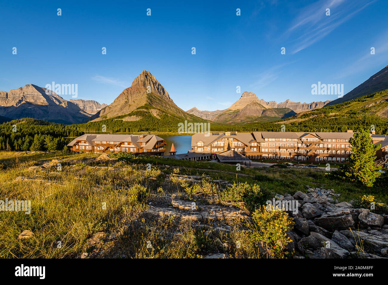 Swiftcurrent Lake at Sunrise, Glacier National Park Stock Photo - Alamy