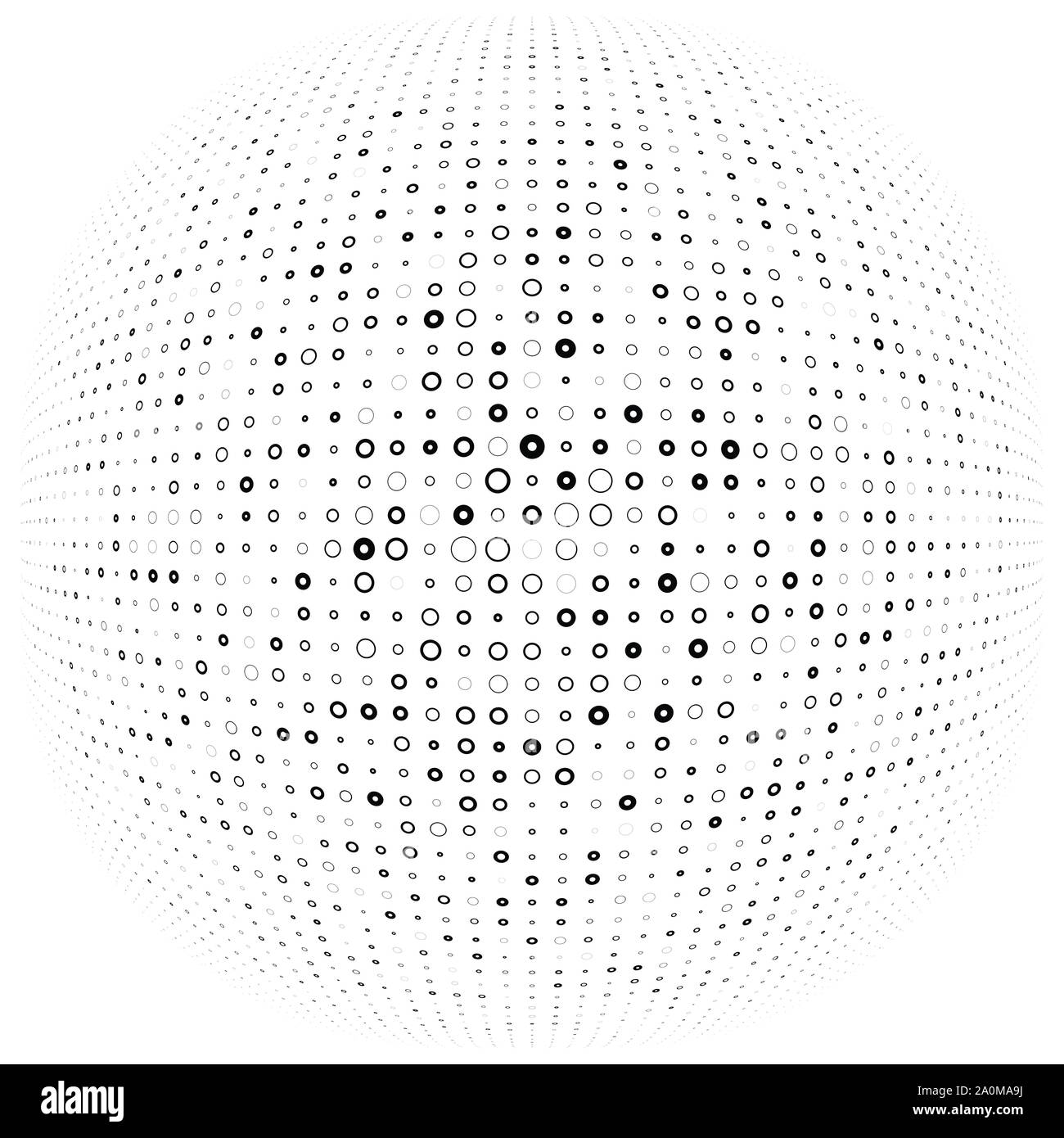 Half-tone dots, circles, dotted element. Sphere, orb or globe ...