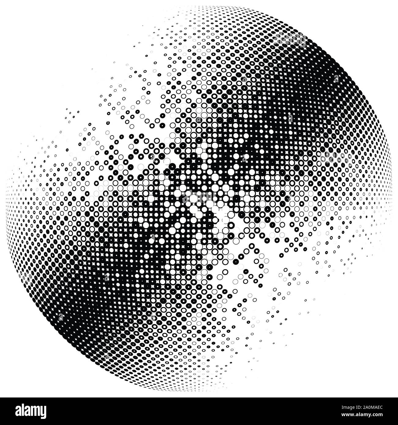 Half-tone dots. Dotted, circles pattern. Sphere, orb or globe ...
