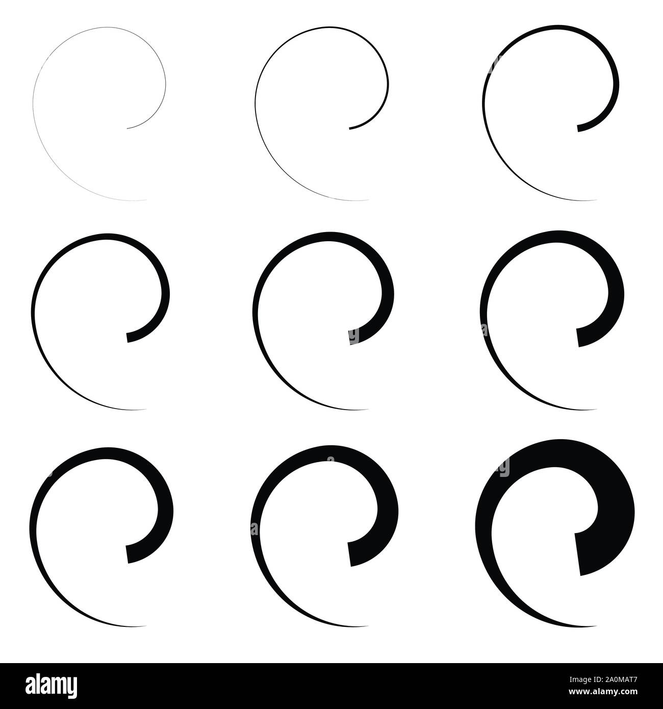 Abstract spiral, twist. Radial swirl, twirl curvy, wavy lines element ...