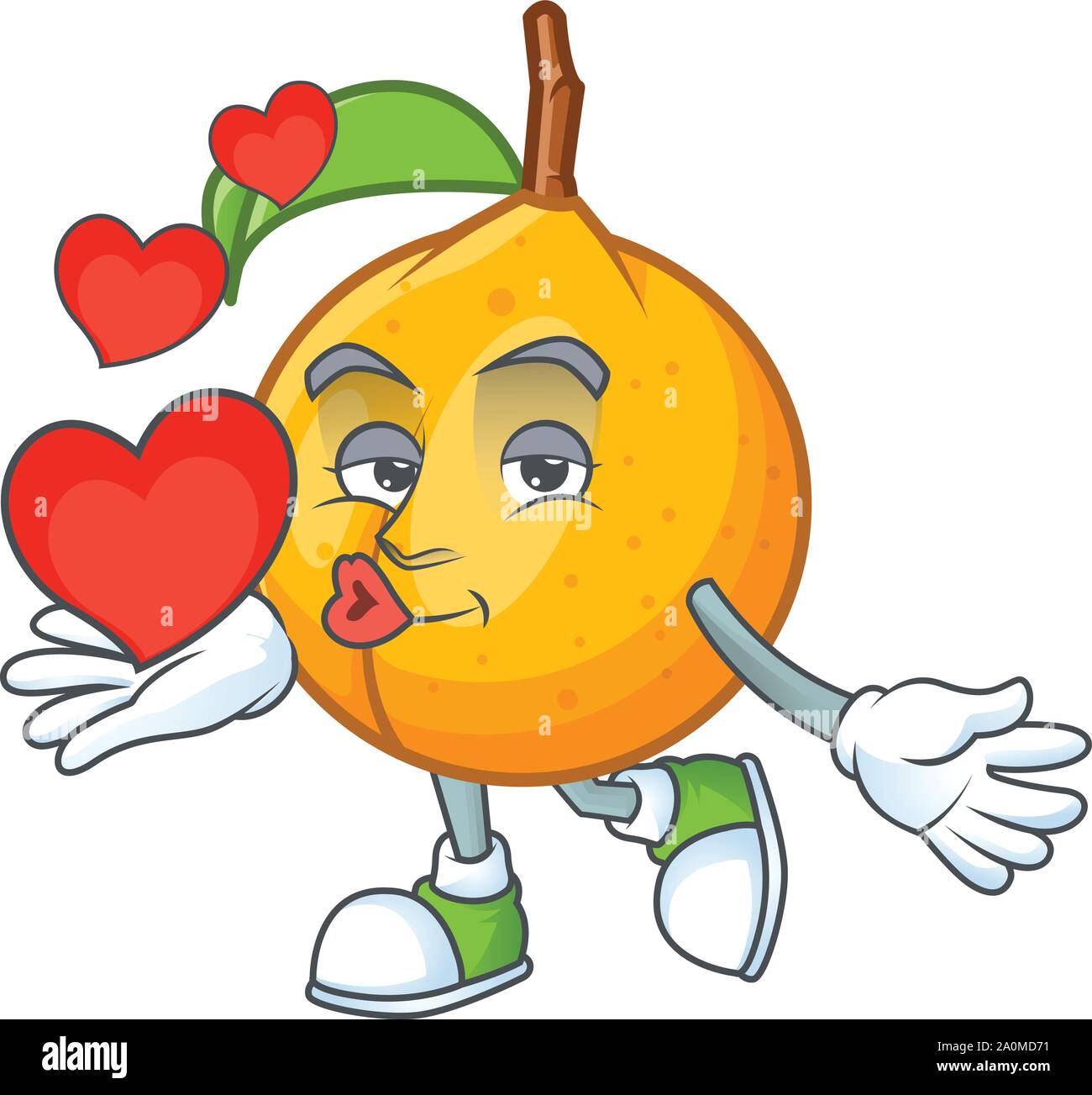 With heart whole nutmeg character cartoon with mascot Stock Vector ...