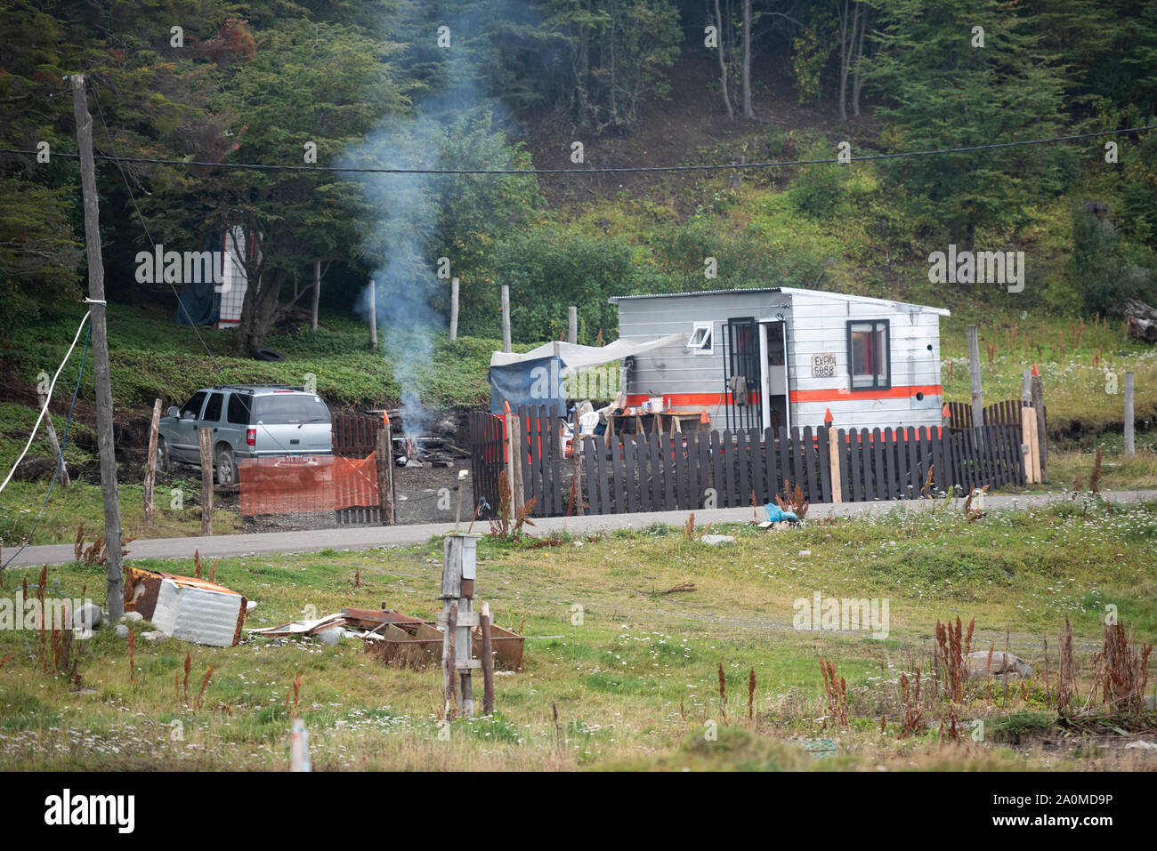 Ushuaia, Argentina - April 1 2019: A fisher house in a village called ...