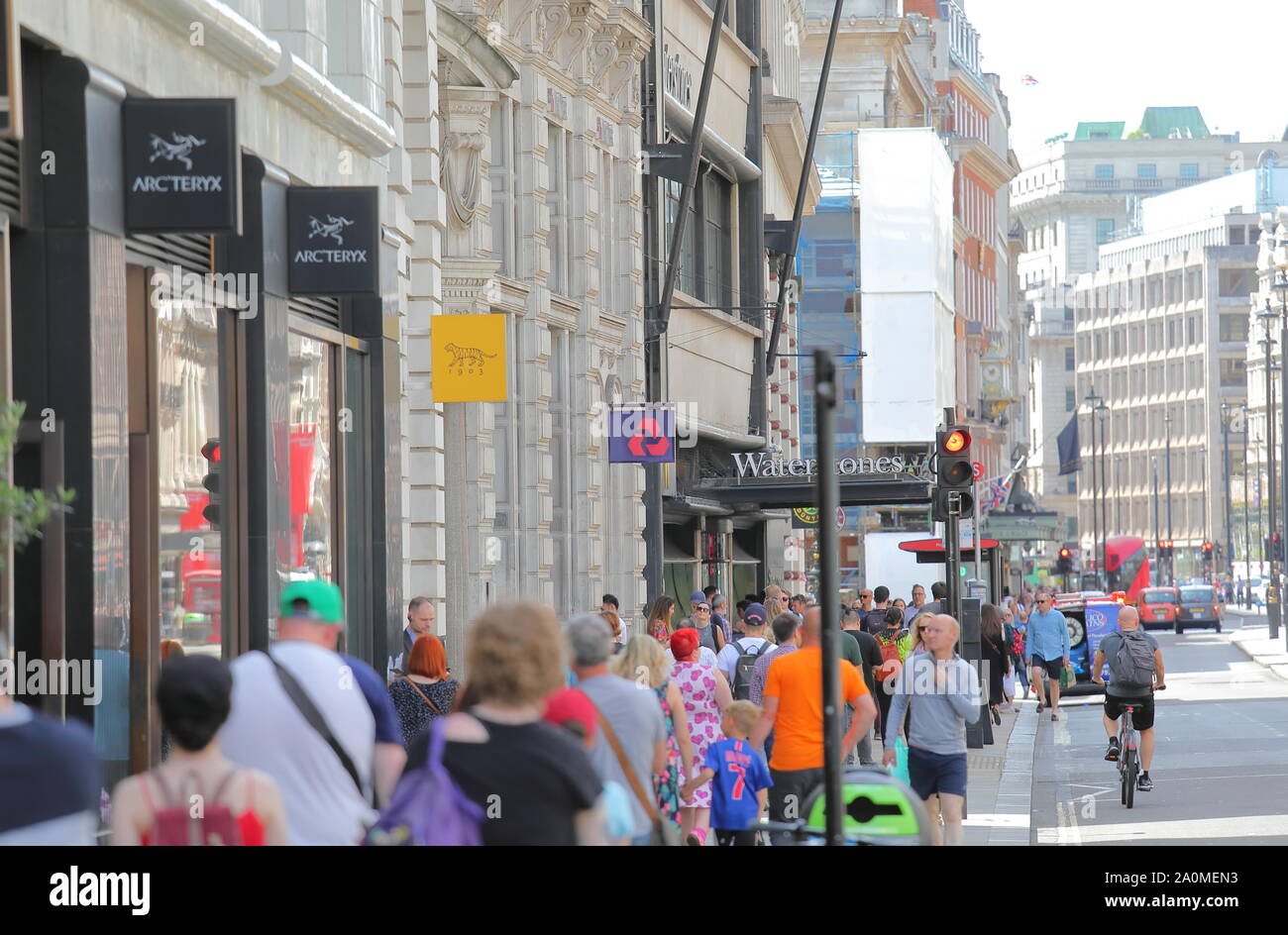 People visit Regent street shopping area in downtown London UK Stock ...