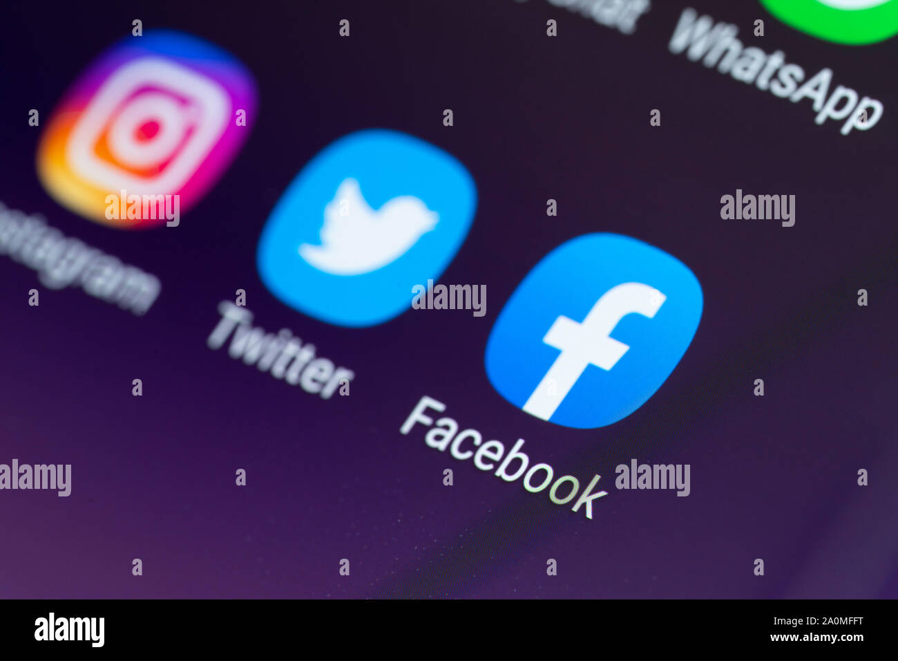 Social media apps on a smartphone screen - Facebook Stock Photo - Alamy
